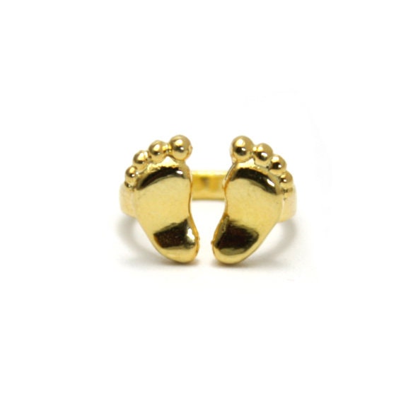 24k Gold Baby Foot Ring 99.9% Pure Gold 1st Year Birthday Ring 3.75 ...