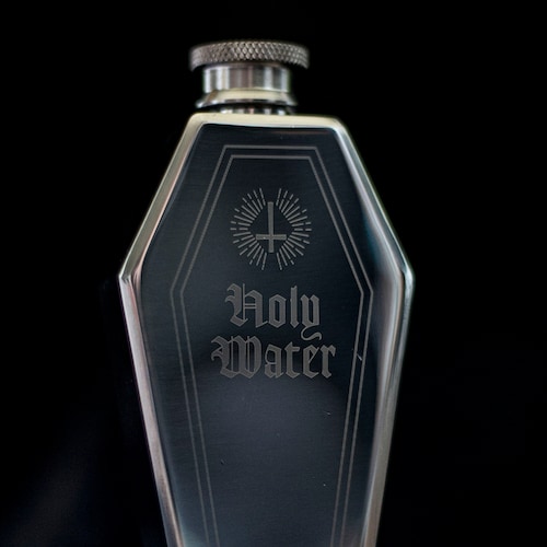 Coffin Hip Flask Carpe Noctem and Holy Water Etched Design | Etsy
