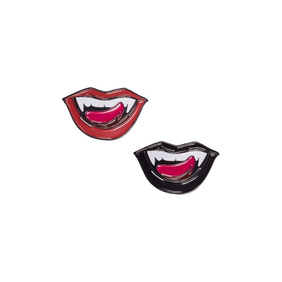 Vampire Fangs // Halloween Vampire Lips Horror Enamel Pin | Etsy