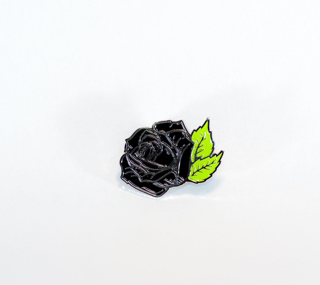 Black and Red Glitter Rose Lapel Pin - Goth Botanical / Nature Witch - Etsy