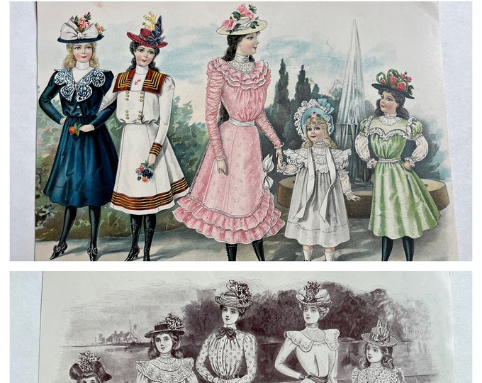 Antique 1890s Double-sided Fashion Plate, Delineator Magazine, Ladies ...
