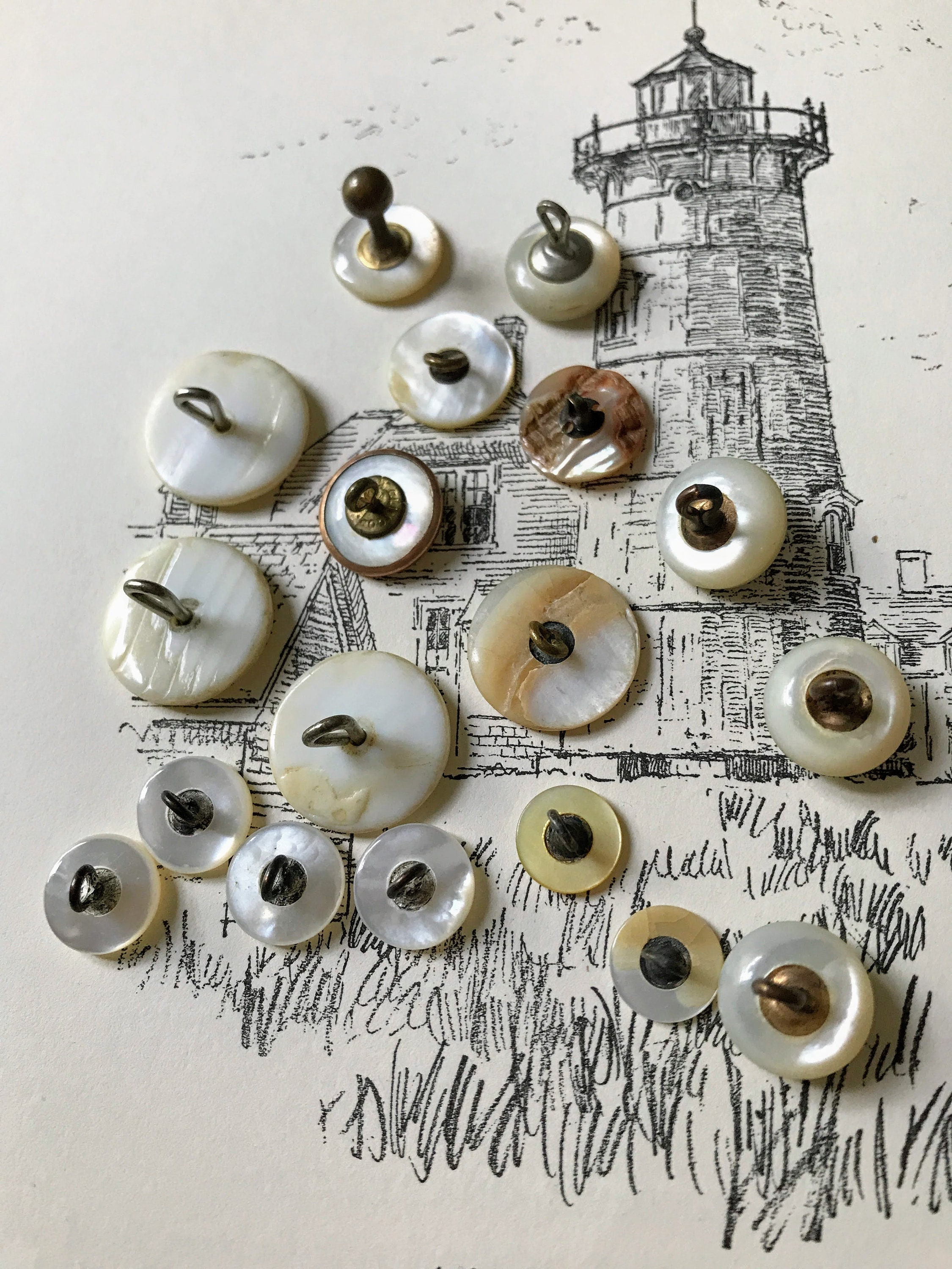 Assortment of Antique MOP Buttons & More Mother of Pearl | Etsy