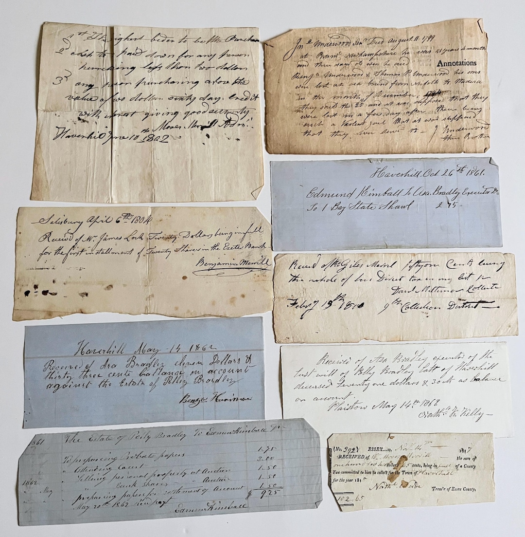 Collection of Antique Ephemera, 18th & 19th Centuries, Paper, Documents ...