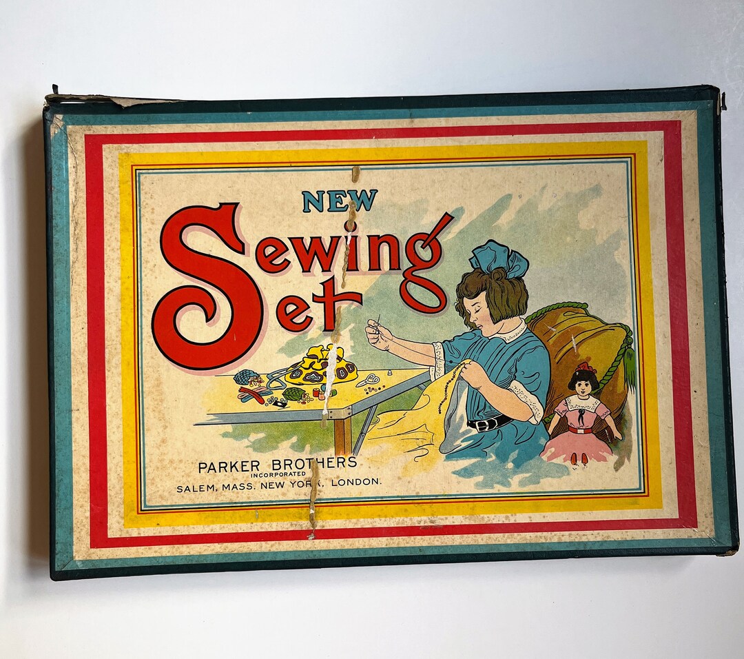 Antique Parker Bros SEWING SET Children's Sewing & Embroidery Set ...