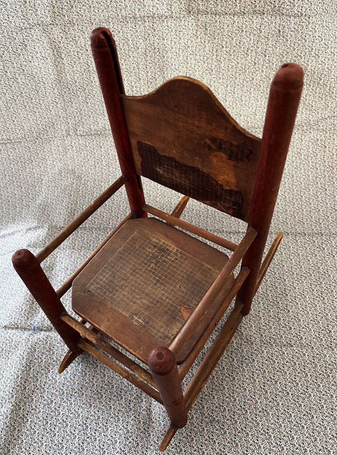 Antique Doll's Rocking Chair, Teddy Bear, Vintage, Wooden, Furniture ...