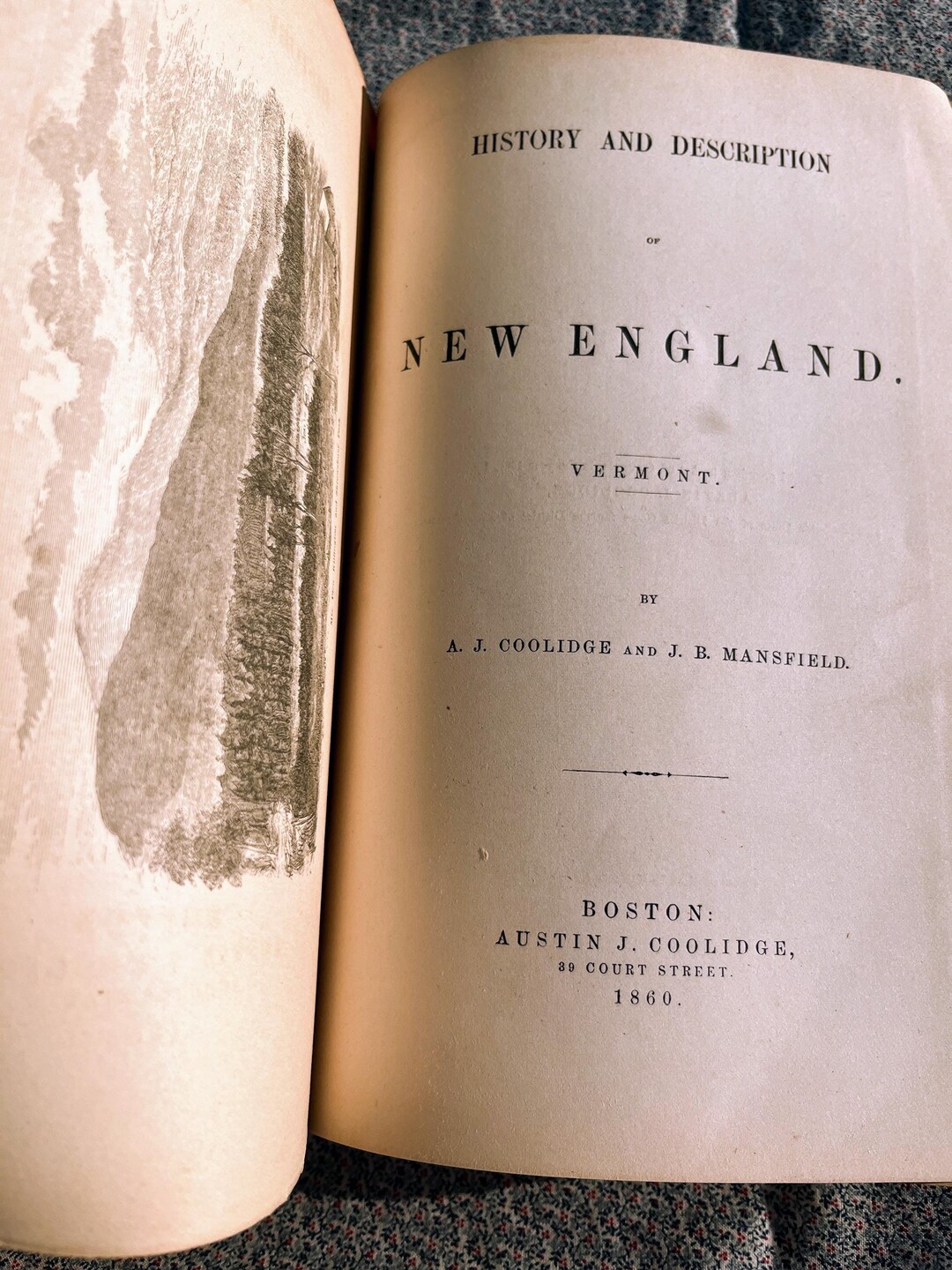 1860 Book and Map - History and Description of New England: VERMONT ...