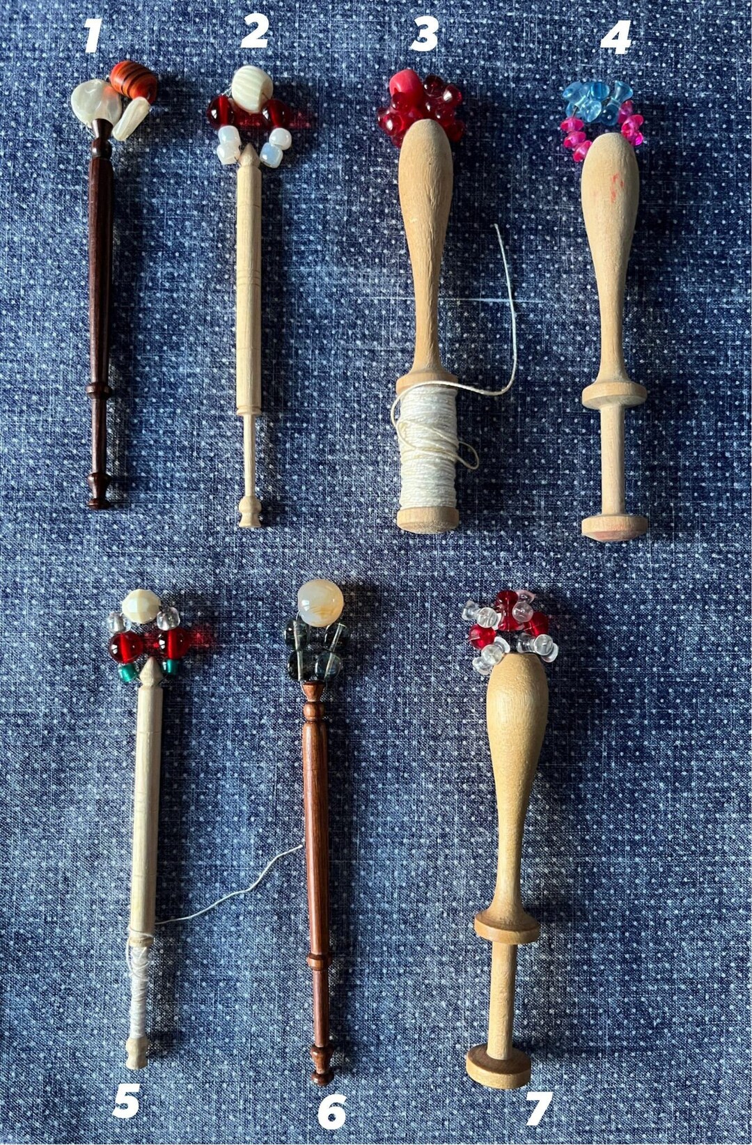 CHOICE of Vintage Wooden Spangled Lace Bobbins, for Lacemaking, Wood ...