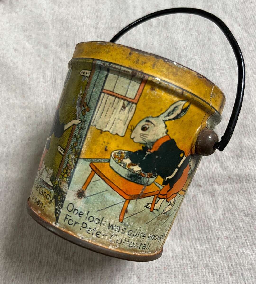 Antique / Vintage Child's Candy Pail by Lovell & Covel, Tin Litho ...