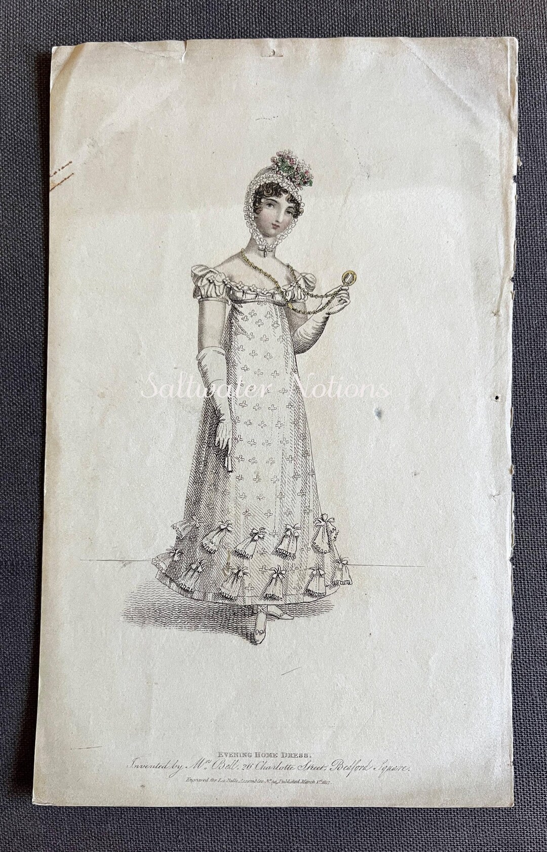 Antique Hand Colored Fashion Plate Engraving, 1817, Regency Era, 19th ...