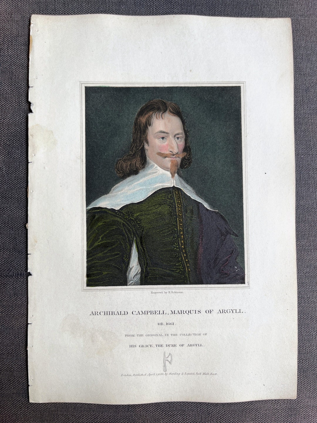 Antique Hand Colored British Nobility Engraving, Antiquarian ...