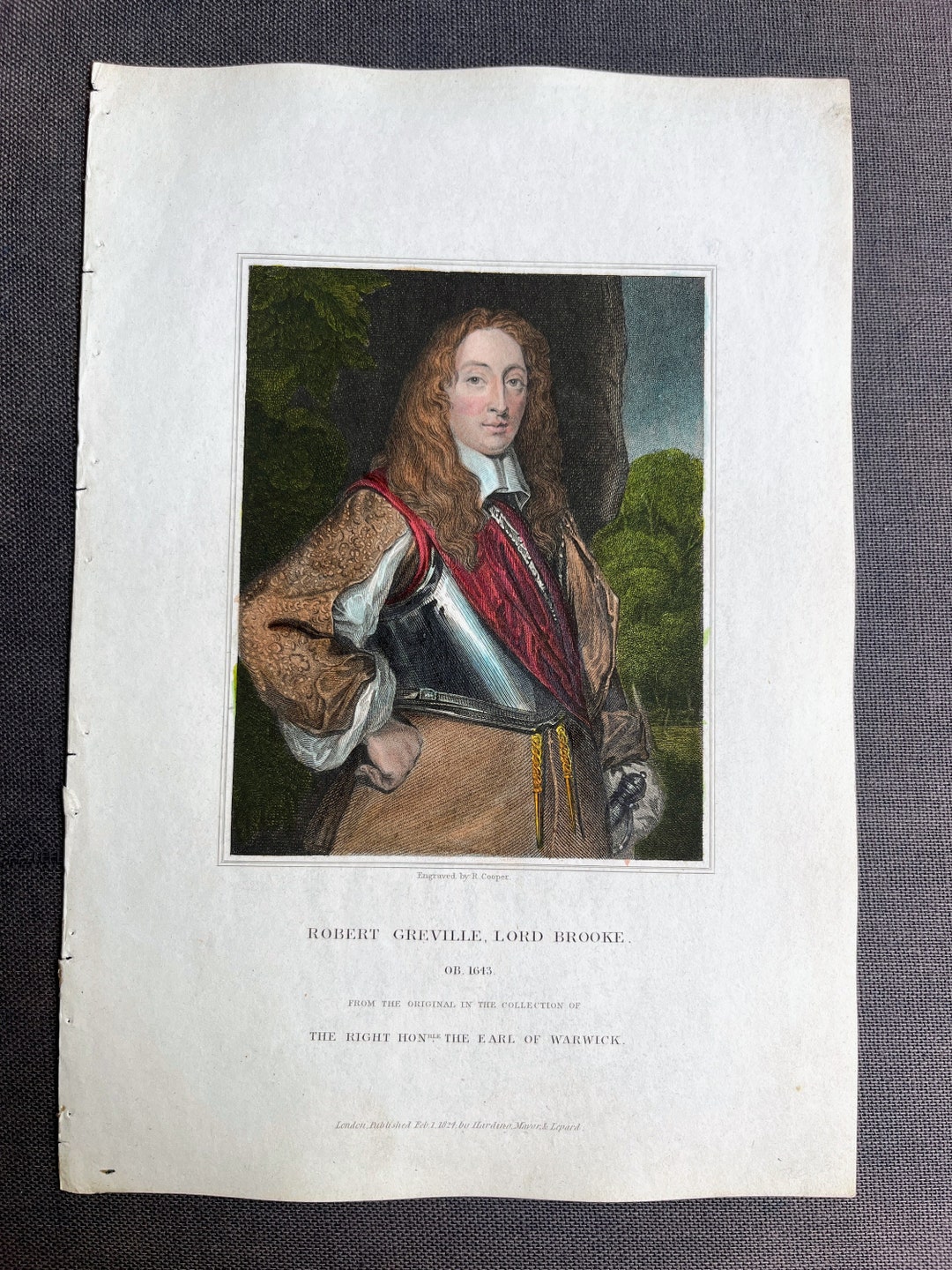 Antique Hand Colored British Nobleman Engraving, Antiquarian ...