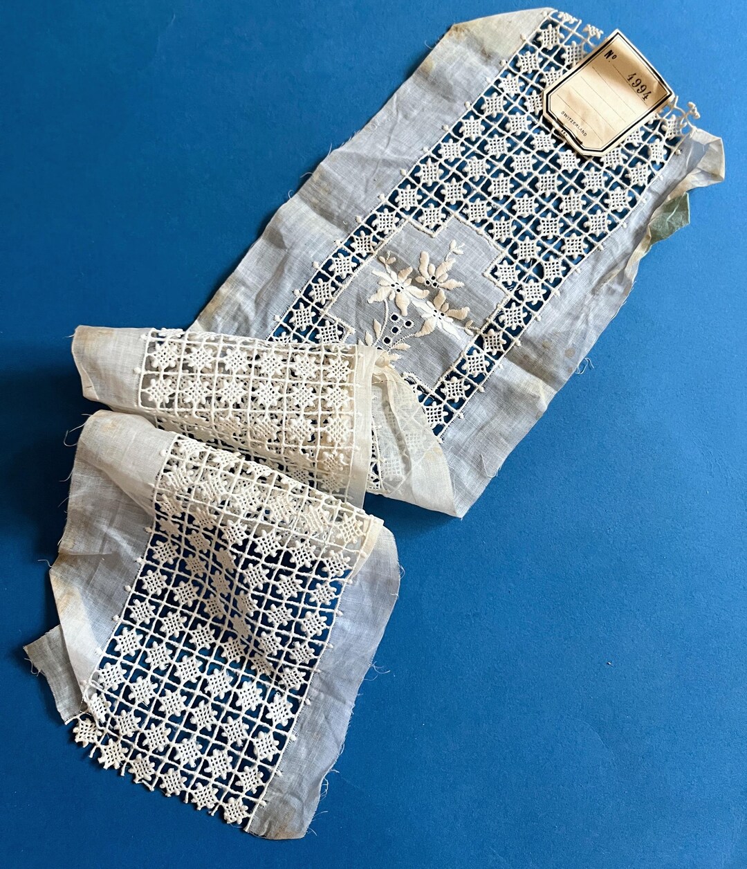 Antique Swiss Embroidery Sample, Bodice Insert, Eyelet, Sewing, Border ...
