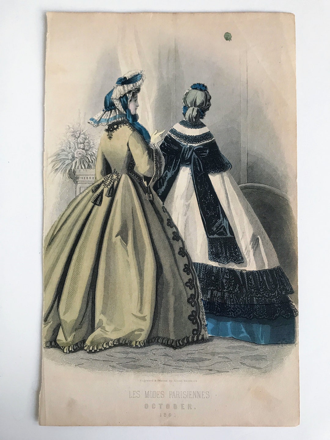1863 Les Modes Parisiennes Hand Colored Fashion Plate, Victorian ...
