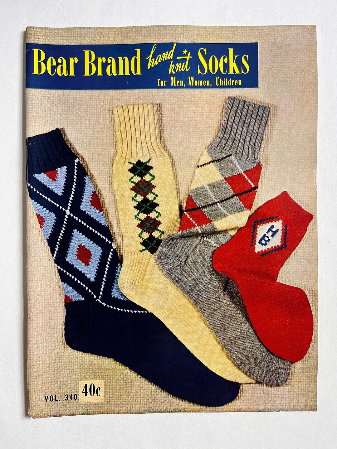 1950 Bear Brand Hand Knit Socks Pattern Booklet: Vintage Retro Fashion ...
