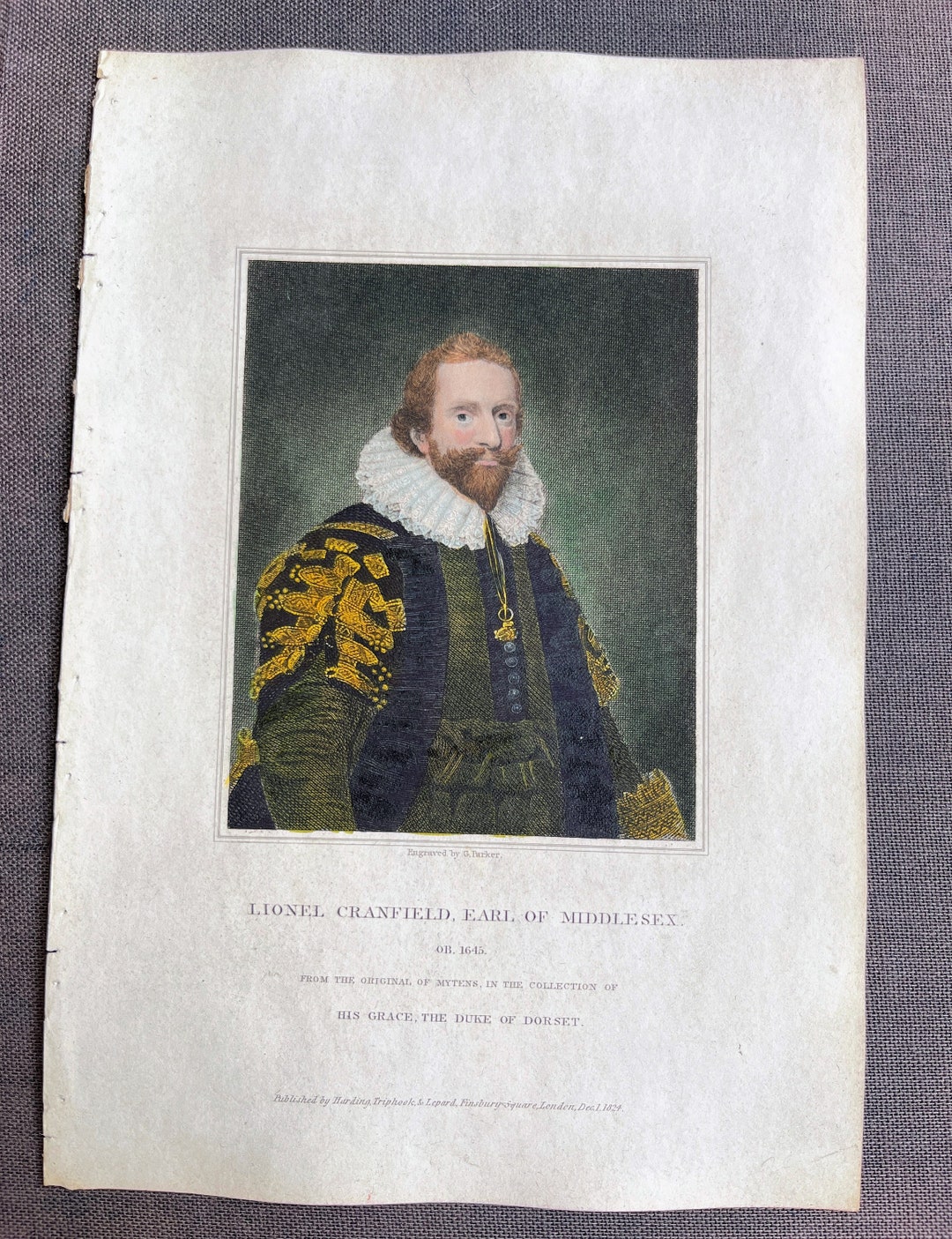 Antique Hand Colored British Nobleman Engraving, Antiquarian ...