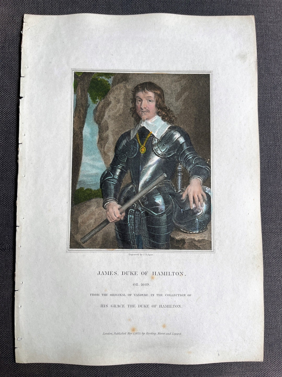 Antique Hand Colored Engraving, James Duke of Hamilton Portrait, 1823 ...