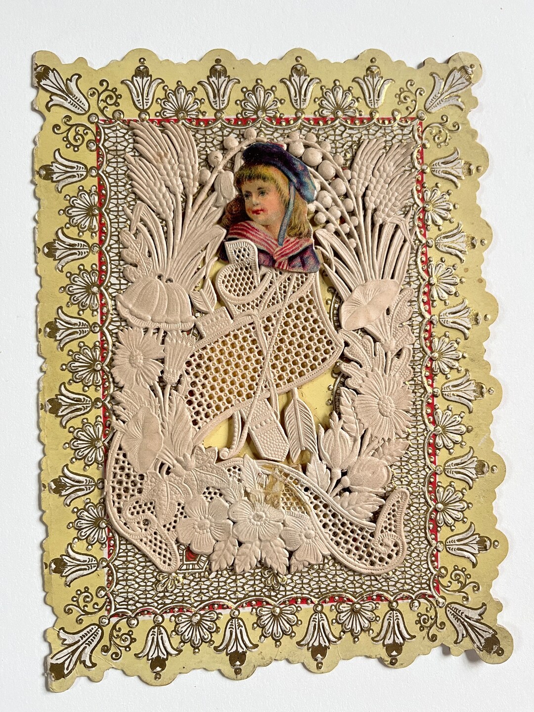 Antique Paper Lace Valentine, Victorian Era, Embossed, Love, Heart ...