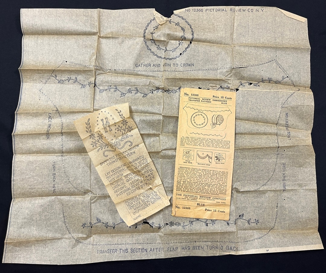 Antique Pictorial Review Child's Bonnet & Embroidery Transfer Pattern ...