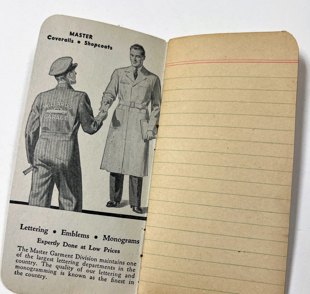Retro 1950s Men's Uniform / Workwear Notepad, Notebook, 50s, Overalls ...