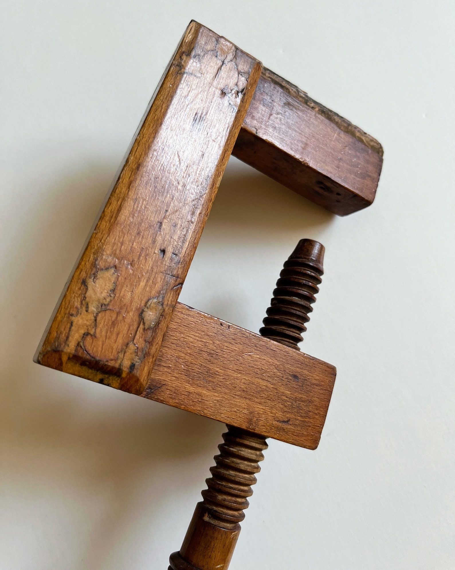 Antique Wooden Clamp / Vise, Woodworking, Vintage, Handmade, Old Tools ...