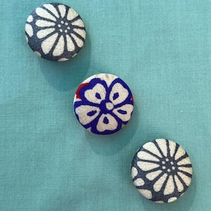 Three Vintage Japanese Silk Handmade Buttons, Floral, Flower, Sewing ...