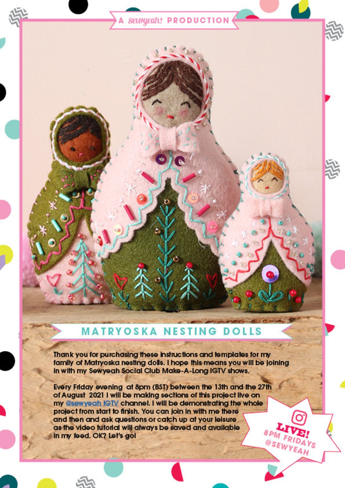 Embroidered Felt Russian Nesting Dolls Downloadable Pattern - Etsy