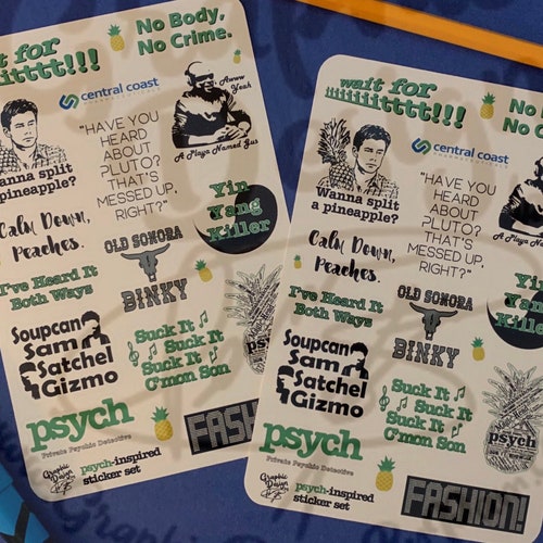 Psych Stickers Design 1 Psych Inspired Sticker Sheet Psych - Etsy