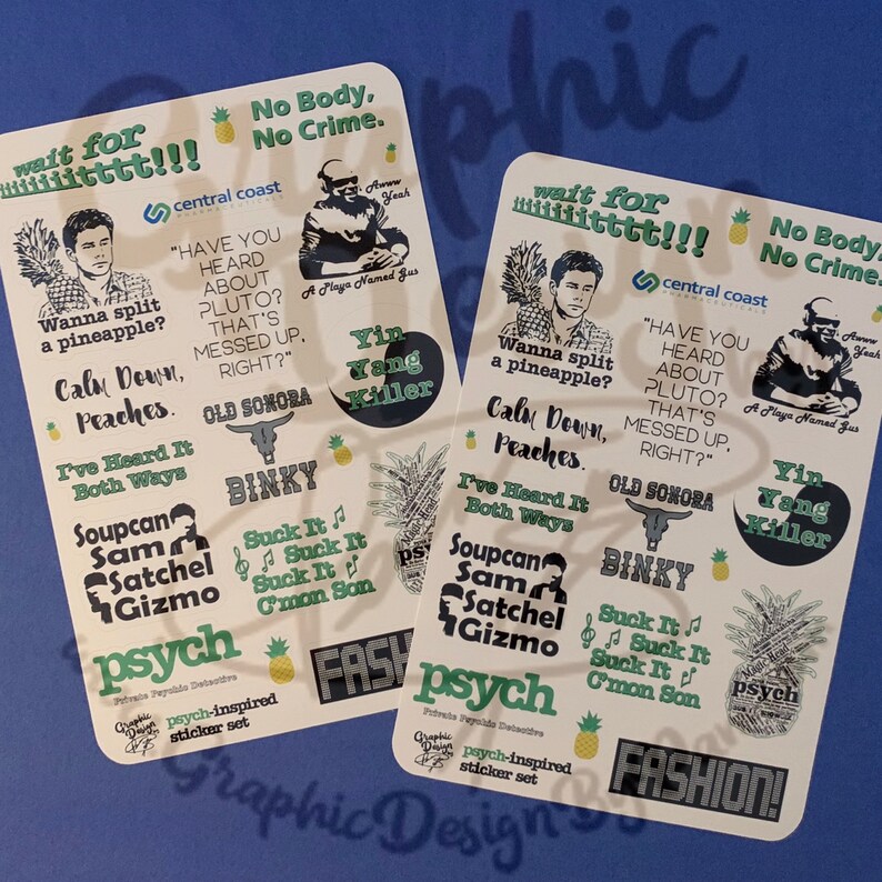 Psych Stickers Design 1 Psych Inspired Sticker Sheet Psych - Etsy