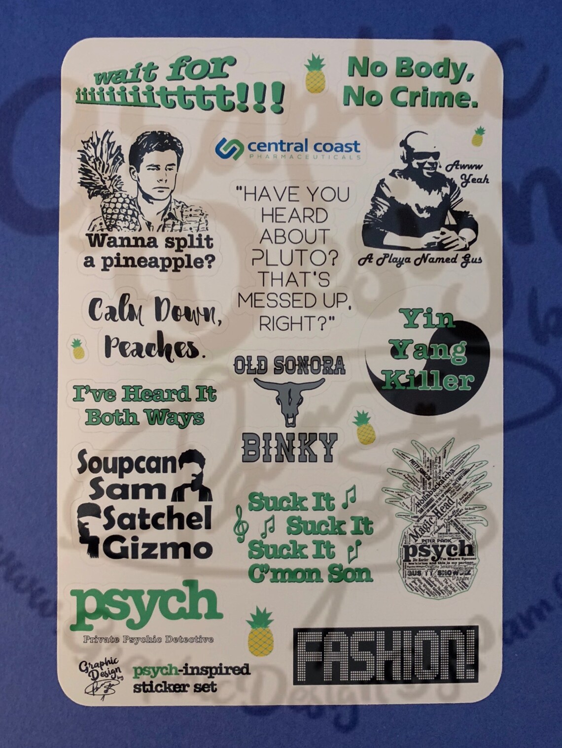 Psych Stickers Design 1 Psych Inspired Sticker Sheet Psych - Etsy