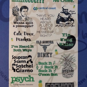 Psych Stickers Design 1 Psych Inspired Sticker Sheet Psych Television ...