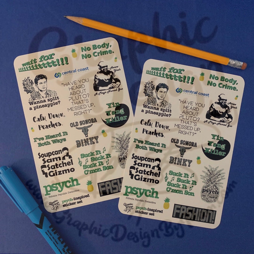Psych Stickers Design 1 Psych Inspired Sticker Sheet Psych Television ...