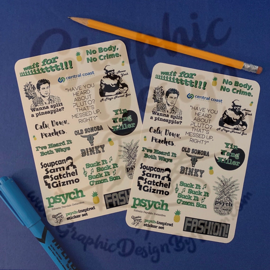 Psych Stickers Design 1 Psych Inspired Sticker Sheet Psych - Etsy