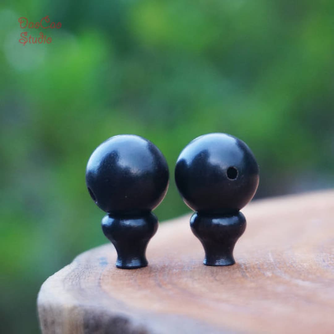 Natural Wood Guru Bead，1pcs Blackwood Ebony Black Wooden Round Guru ...