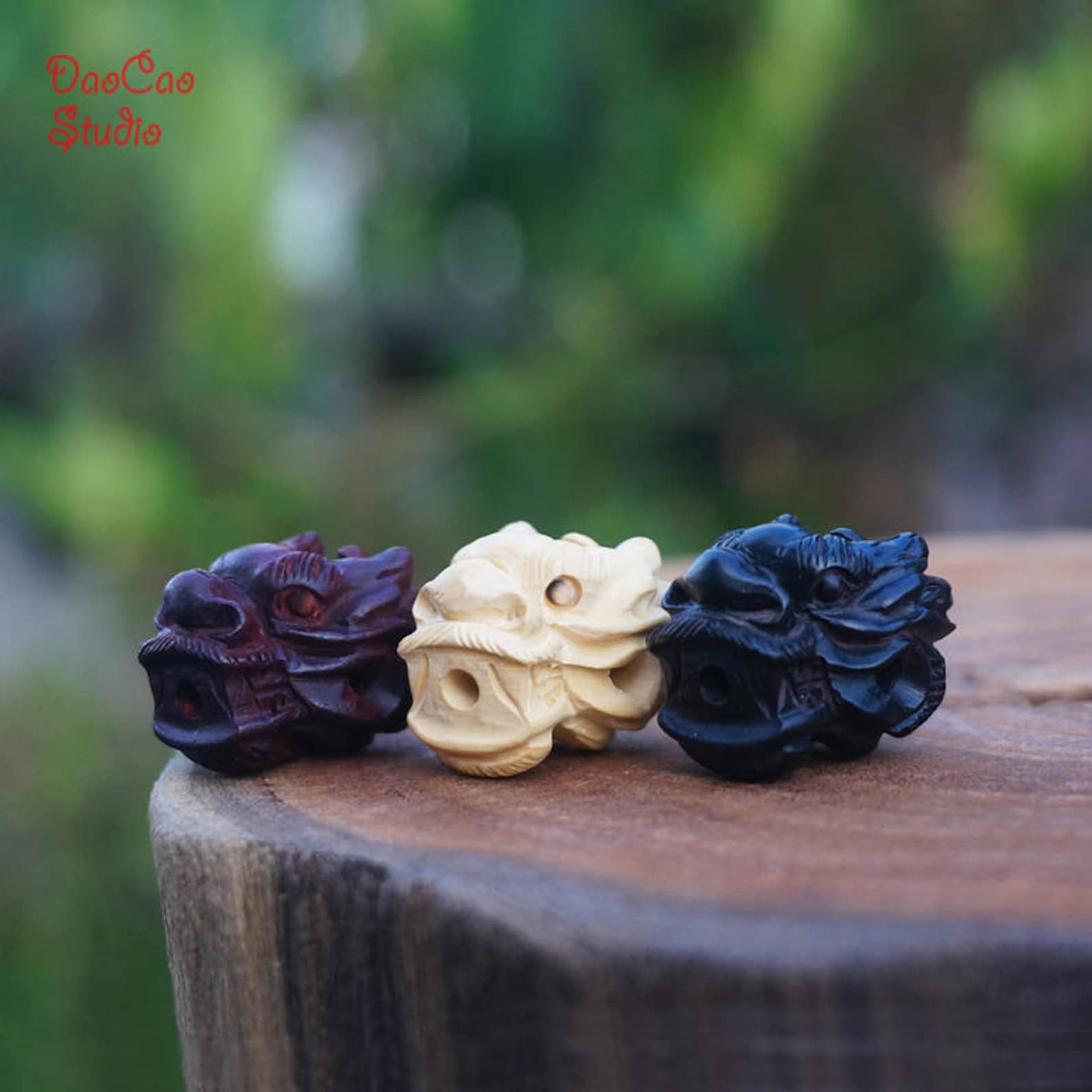 Natural Wood Guru Beadboxwood Guru Beads Carved Dragon - Etsy