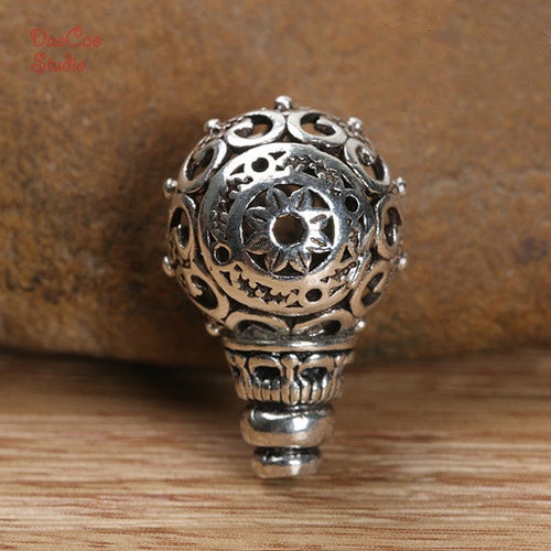 925 Sterling Silver Guru Beads Carved Dot Ring Nepal - Etsy