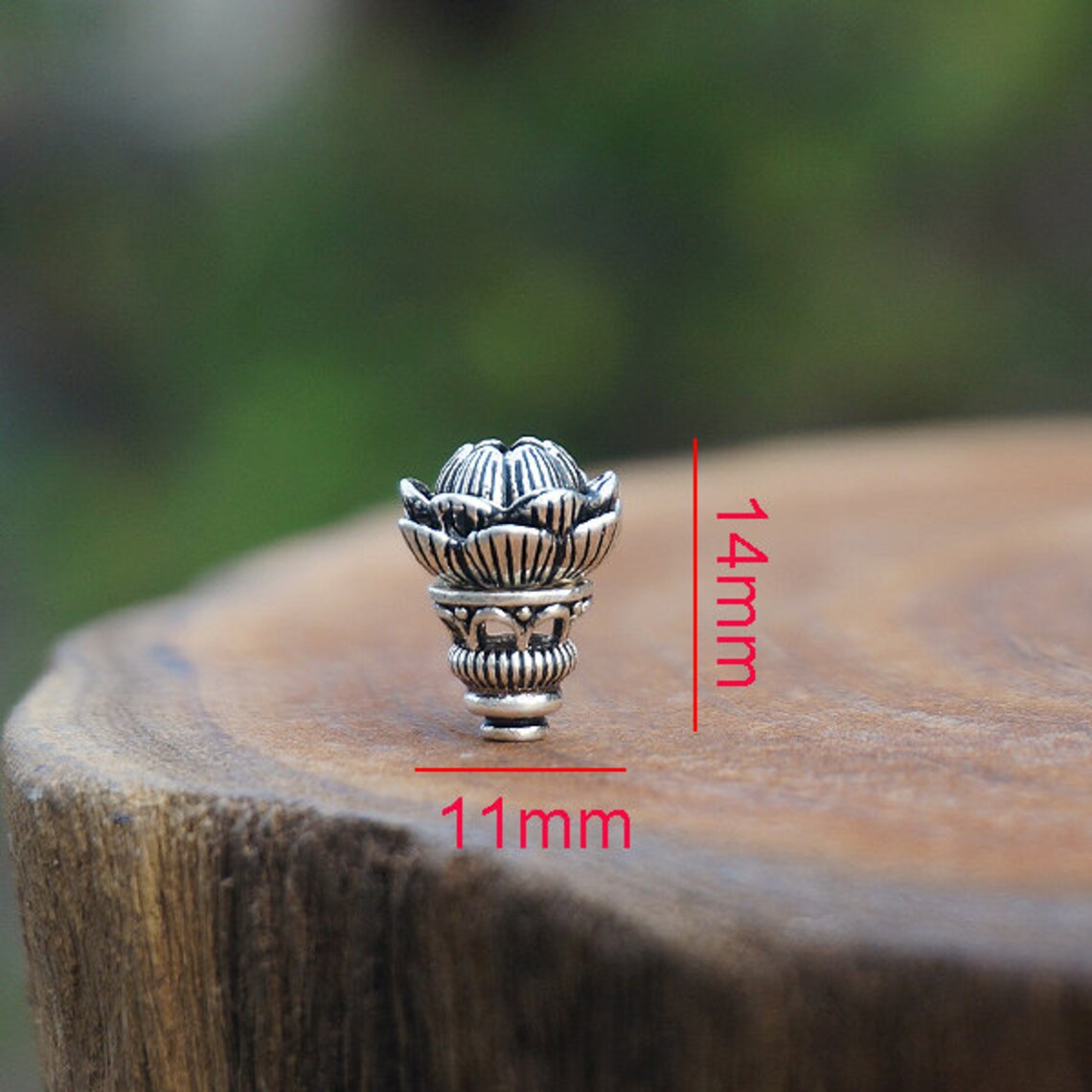 925 Sterling Silver Lotus Guru Bead , Antique Silver Guru Bead Spacer ...
