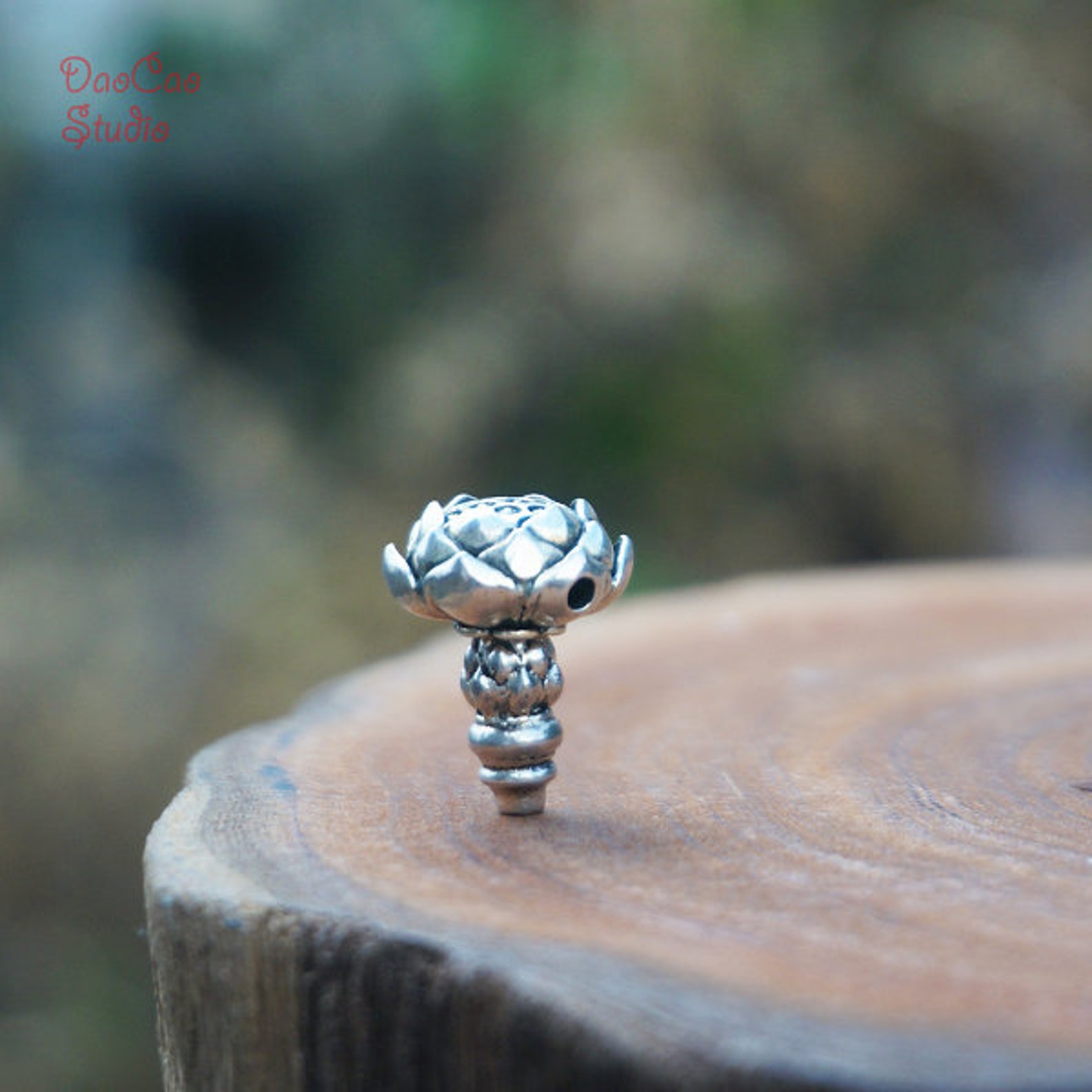 Red Cinnabar / Silver Guru Beads 1pcs Carved Lotus Guru Bead - Etsy