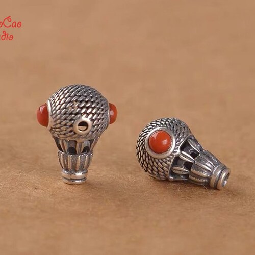 Sterling Silver Guru Beads Inlay Red Agate Bead Nepal - Etsy
