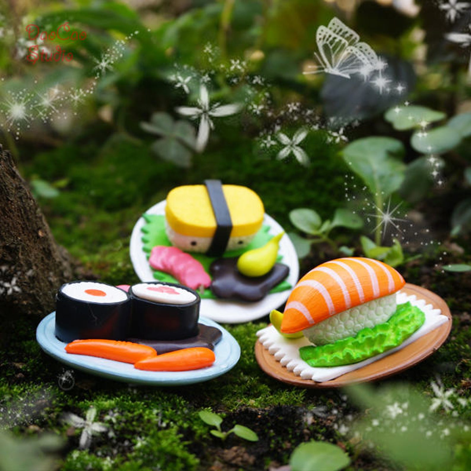 A Set 4pcs Mini Cute Sushi Spring Picnic Food Fairy Garden - Etsy