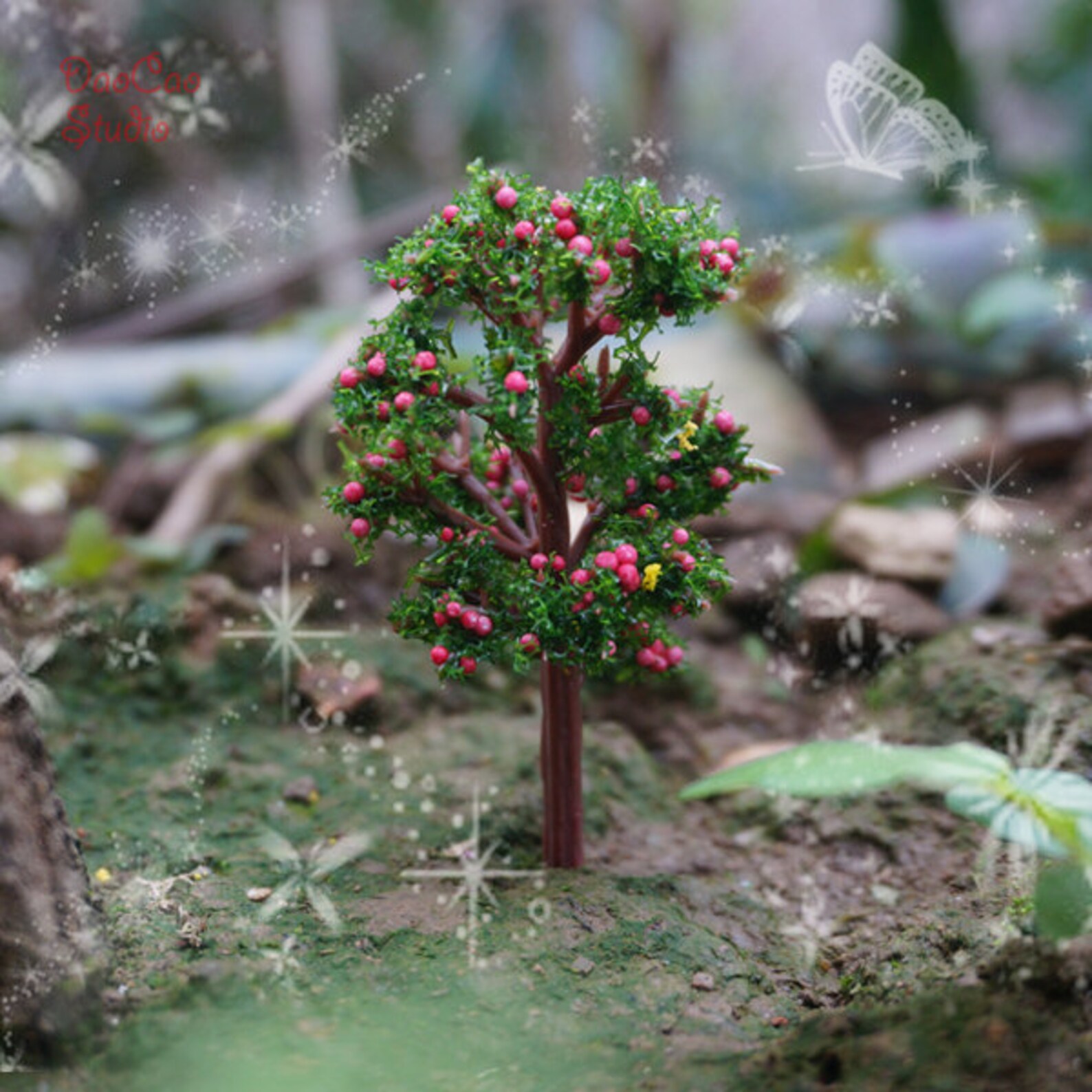 Fairy Miniature 4pcs Tiny 4 Colourful Tree yellow Pink | Etsy