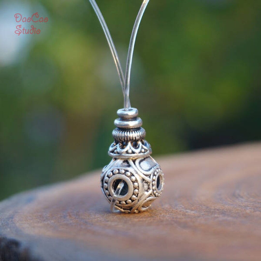 Sterling Silver Guru Bead Carved Hole With Dot , Thai Nepal Tibetan ...