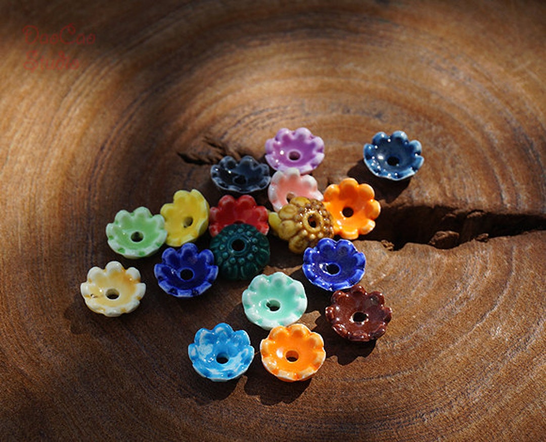 10mmx5mm Ceramic Torus Bead，12 Type Colourful Lotus，tiny Lotus Loose ...