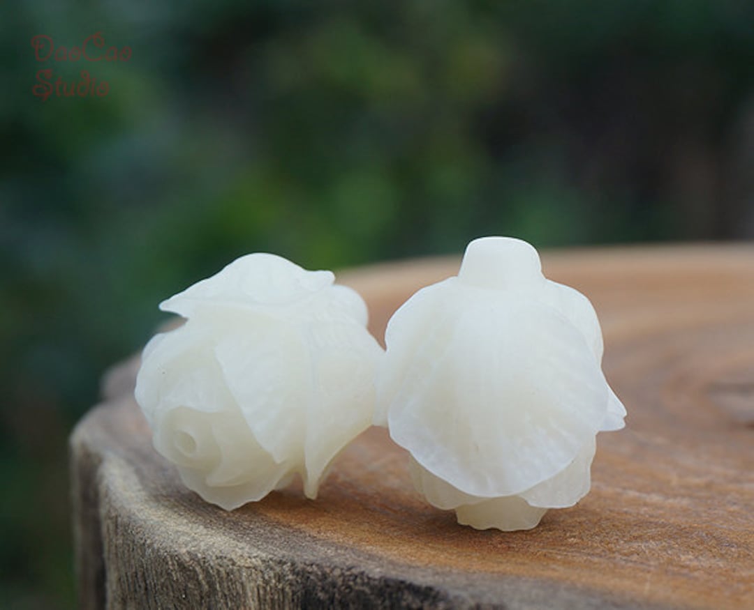 Natural Bodhi Seed Bead , 1pcs Bodhi Beads Carved Rose Flower，white ...