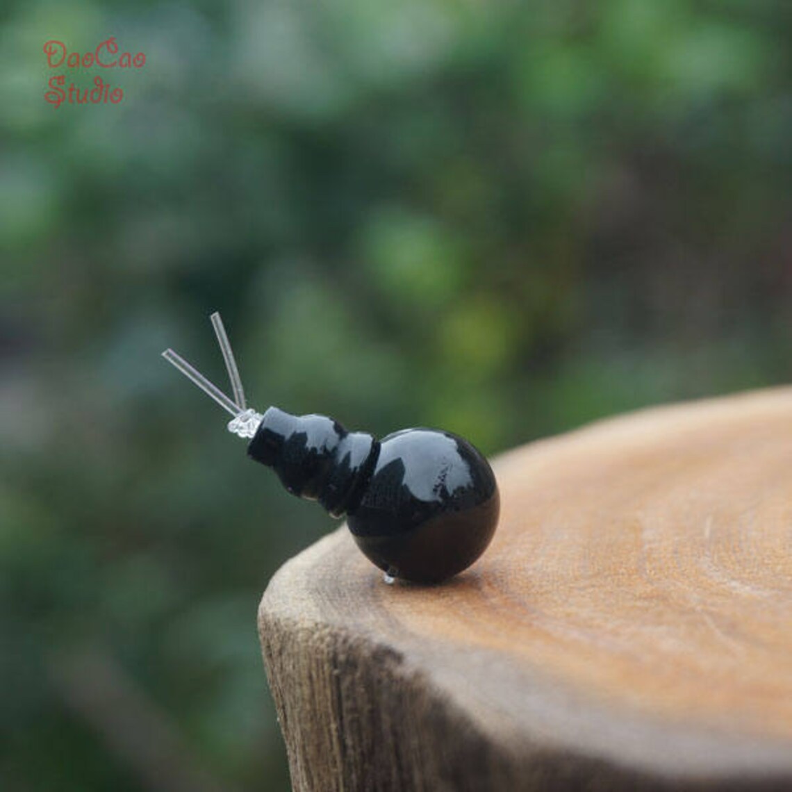 1pcs Natural Stone Guru Beads Black Agate Smooth Round Wood | Etsy