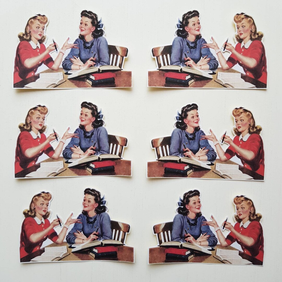6 X Two Girls Studying Stickers. Cute Stickers. Fashion. Snail - Etsy