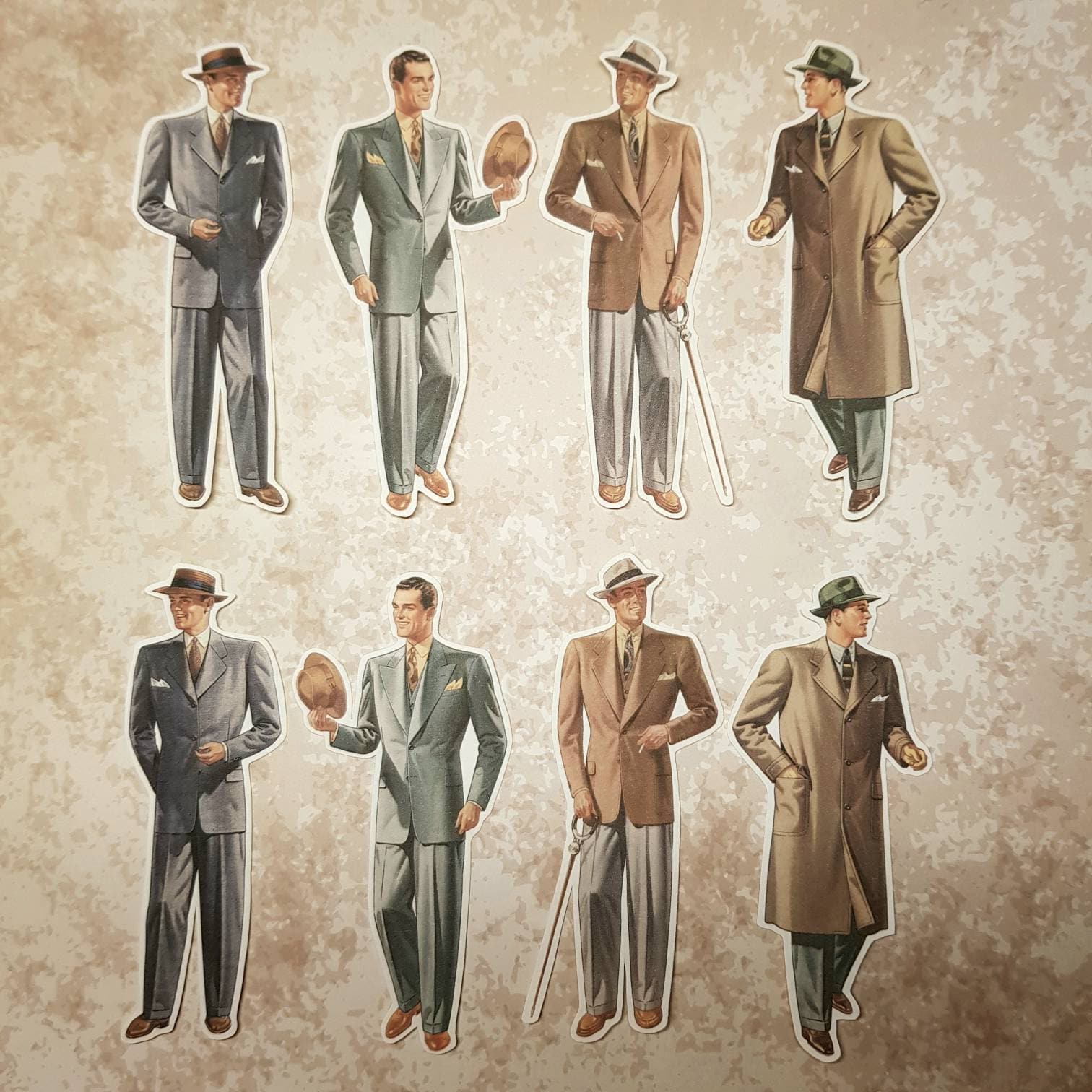 8 X Retro Men Stickers 1940's 1950's. Cute Stickers. - Etsy UK