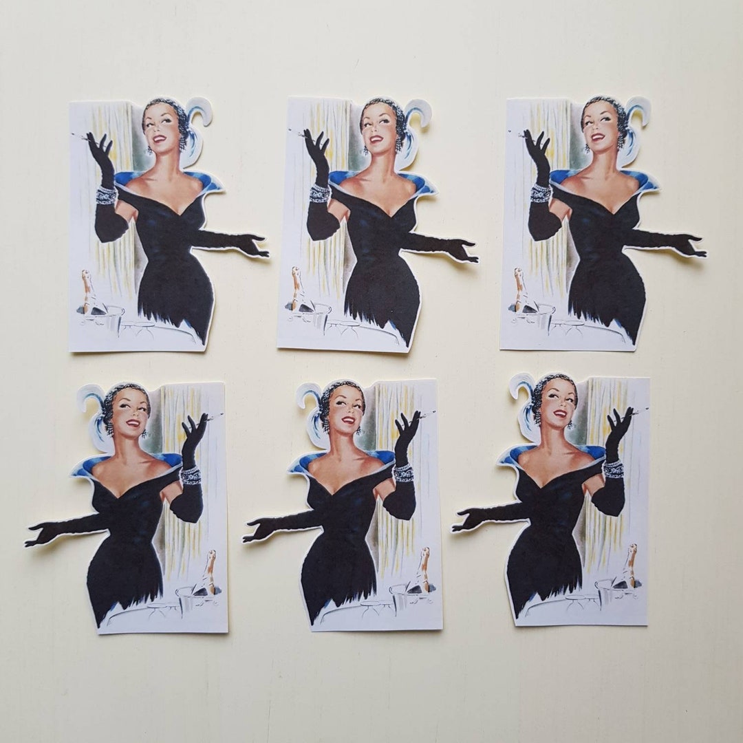 6 X Party Lady Stickers. Cute Stickers. Retro. Snail Mail Scrapbook ...