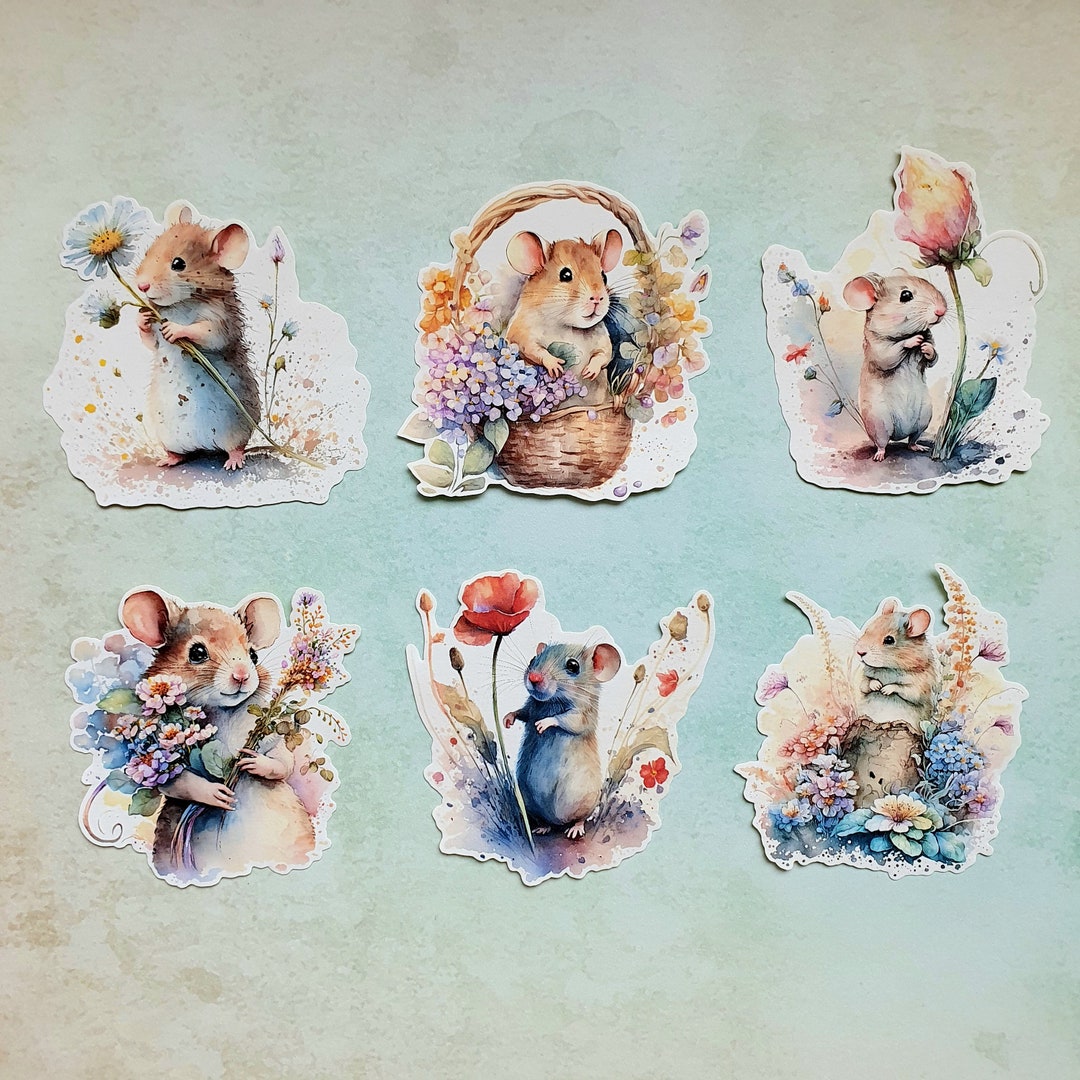 SET A: 6 X Whimsical Mice Stickers. Cute Stickers. Mouse. Snail Mail ...