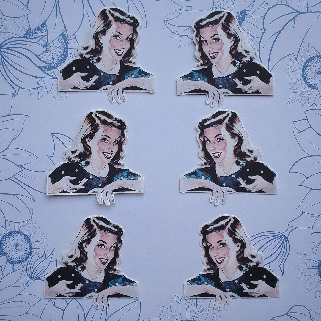 6 X Woman Leaning Stickers. Cute Stickers. Retro. Snail Mail Scrapbook ...