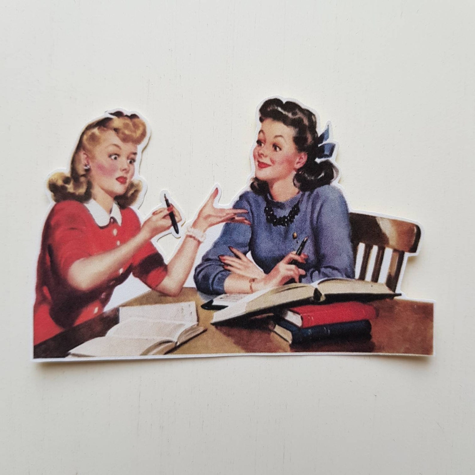 6 X Two Girls Studying Stickers. Cute Stickers. Fashion. Snail | Etsy